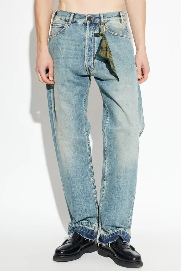DARKPARK Belt Loop Denim Trousers With Logo Patch - Gray