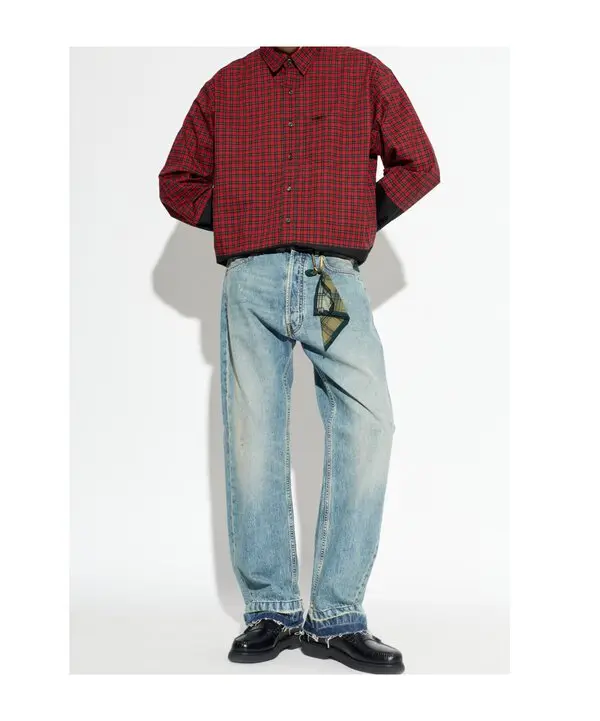 DARKPARK Belt Loop Denim Trousers With Logo Patch - Gray