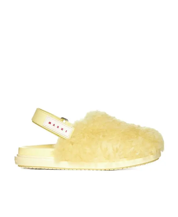 Marni Logo Patch Slingback Sandals - Yellow