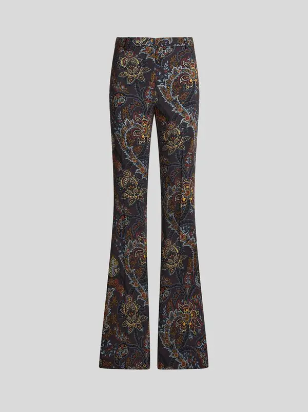 Etro Paisley Printed Cady Trousers - Black