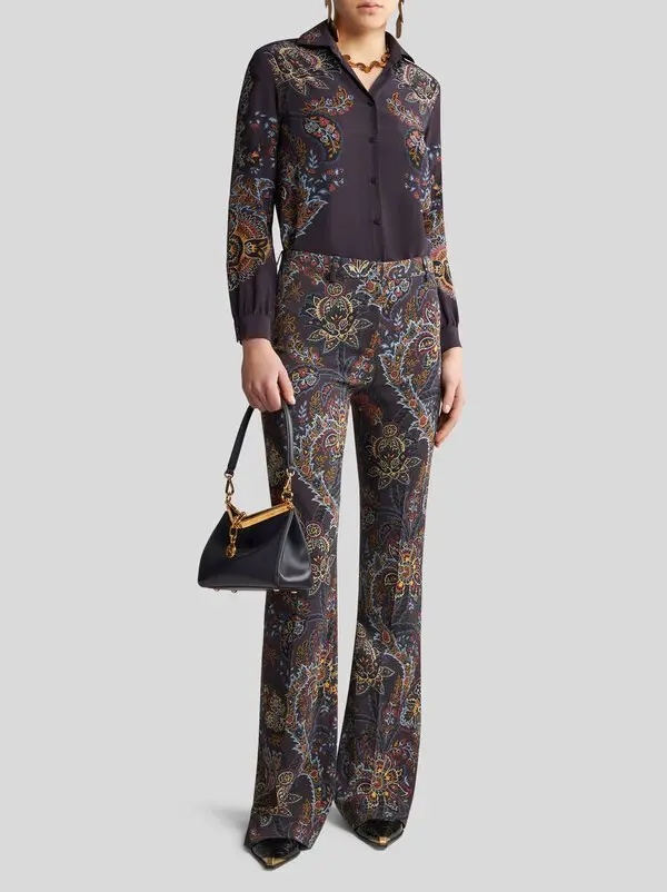 Etro Paisley Printed Cady Trousers - Black