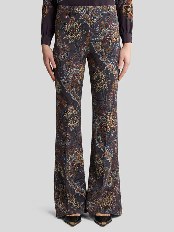 Etro Paisley Printed Cady Trousers - Black