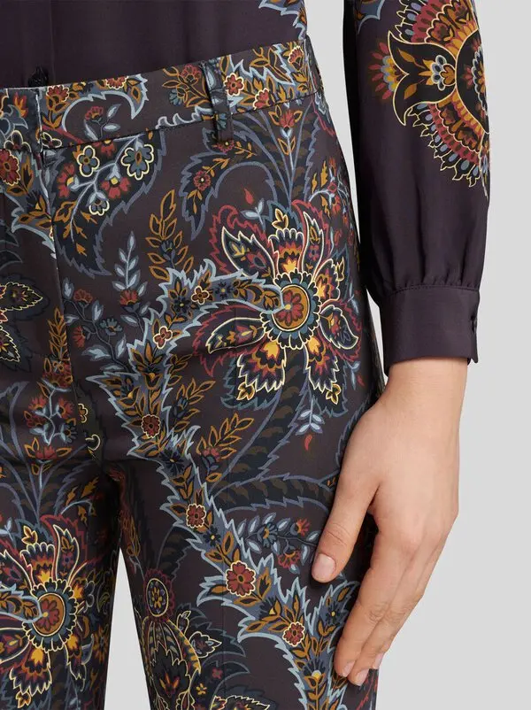 Etro Paisley Printed Cady Trousers - Black