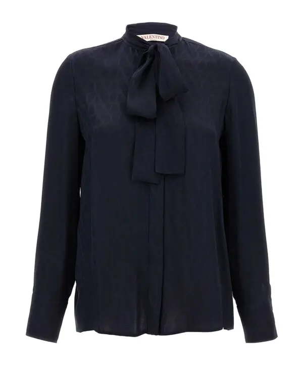 Valentino Garavani Toile Iconographe Jacquard Long-sleeved Blouse - Blue