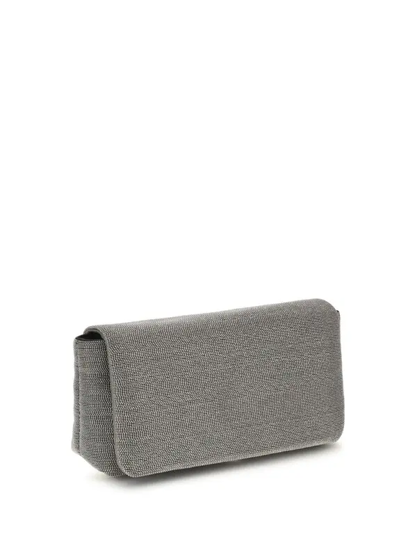 Brunello Cucinelli Monili-embellished Flap Crossbody Bag - Light Gray