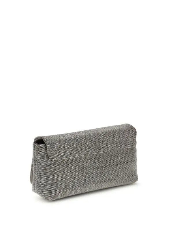 Brunello Cucinelli Monili-embellished Flap Crossbody Bag - Light Gray
