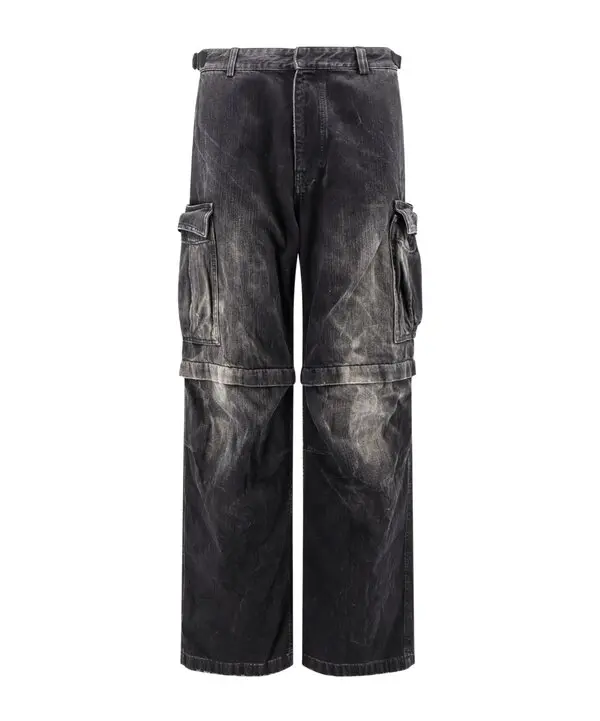 Balenciaga Logo Embroidered Wide-leg Cargo Jeans