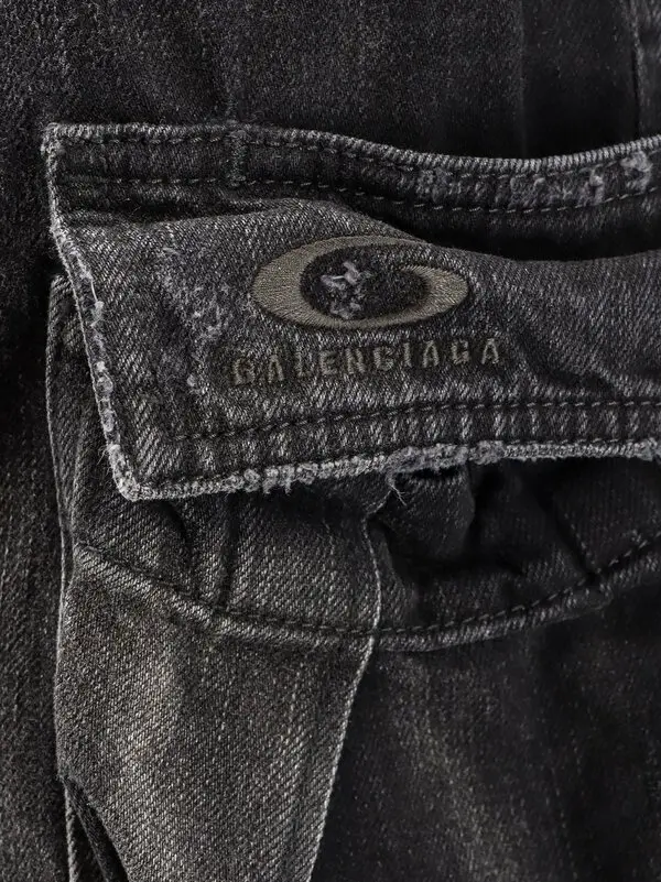 Balenciaga Logo Embroidered Wide-leg Cargo Jeans