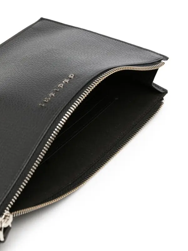 Orciani Hammered Leather Clutch With Embossed Logo - Black