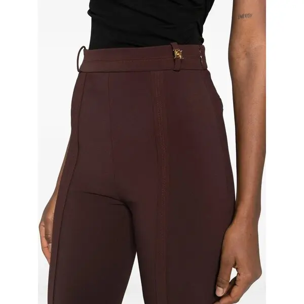Elisabetta Franchi High-waist Flared Pants With Logo Pendant Detail