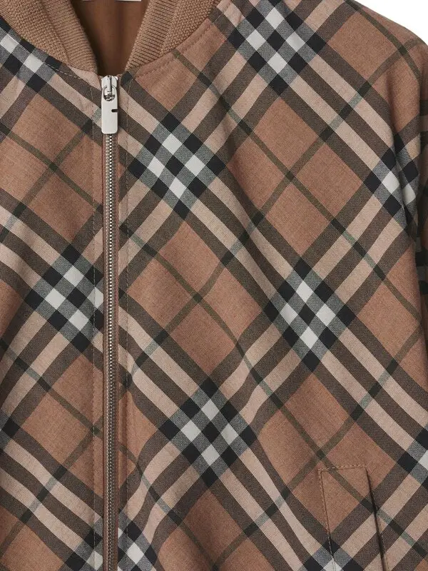 Burberry Checked Zip-up Harrington Jacket - Brown