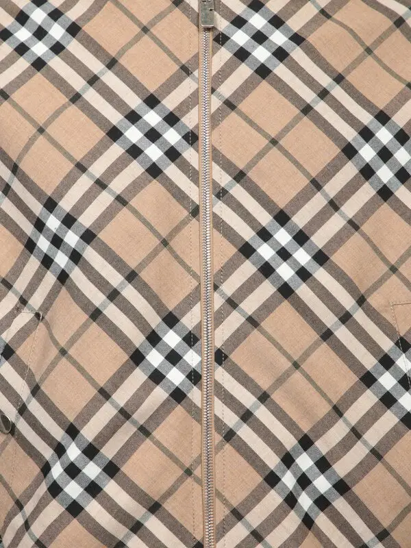 Burberry Checked Zip-up Harrington Jacket - Brown