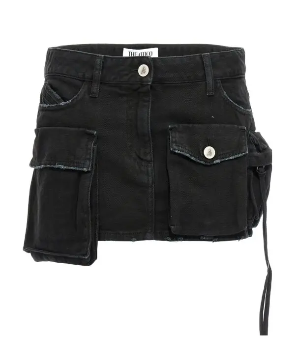 Attico Fay Low-rise Denim Miniskirt - Black
