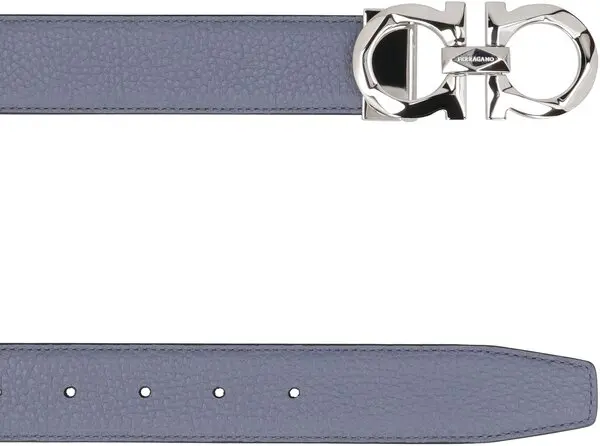FERRAGAMO Reversible Gancini Buckle Belt - Gray