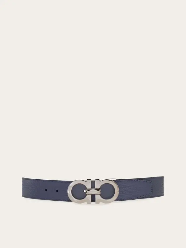 FERRAGAMO Reversible Gancini Buckle Belt - Gray