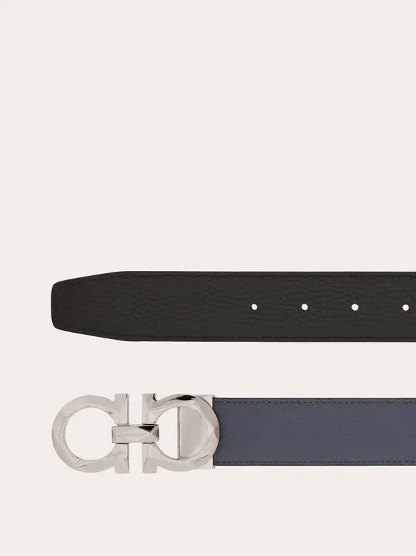 FERRAGAMO Reversible Gancini Buckle Belt - Gray