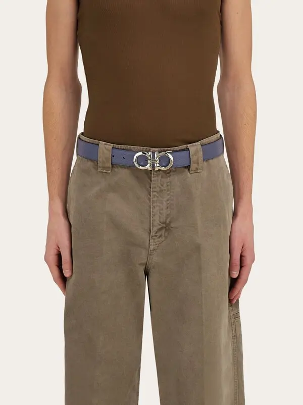 FERRAGAMO Reversible Gancini Buckle Belt - Gray