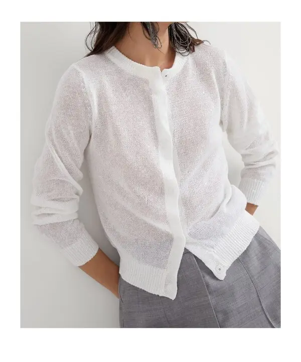 Brunello Cucinelli Sequined Crewneck Cardigan - White
