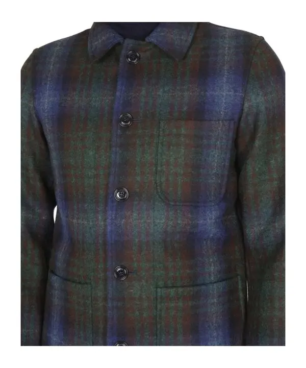 Aspesi Tadao Checked Buttoned Jacket - Black