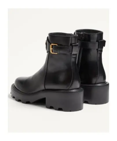 Valentino Garavani Logo Plaque Buckle Detailed Ankle Boots