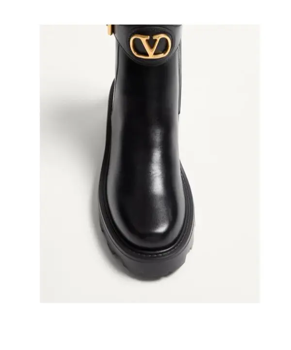 Valentino Garavani Logo Plaque Buckle Detailed Ankle Boots