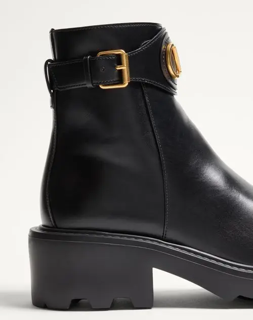 Valentino Garavani Logo Plaque Buckle Detailed Ankle Boots