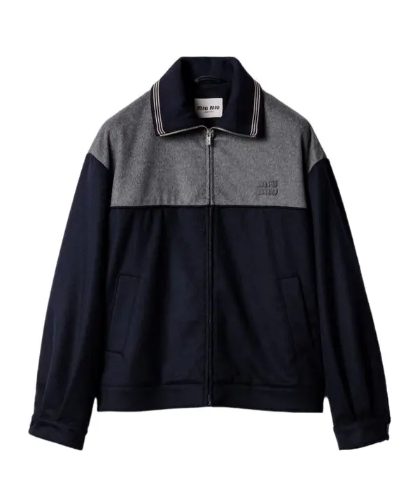 Miu Miu Two-toned Zip-up Jacket - Black