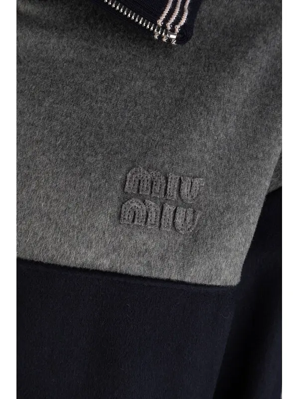 Miu Miu Two-toned Zip-up Jacket - Black
