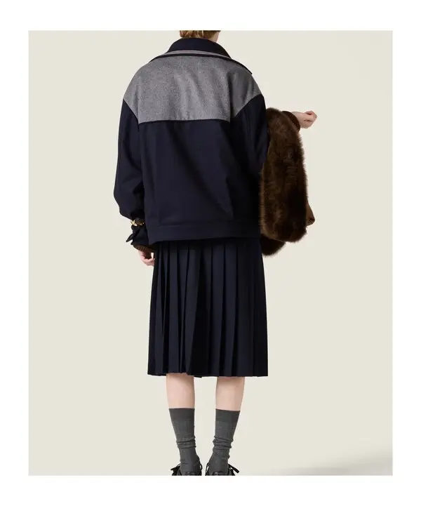 Miu Miu Two-toned Zip-up Jacket - Black