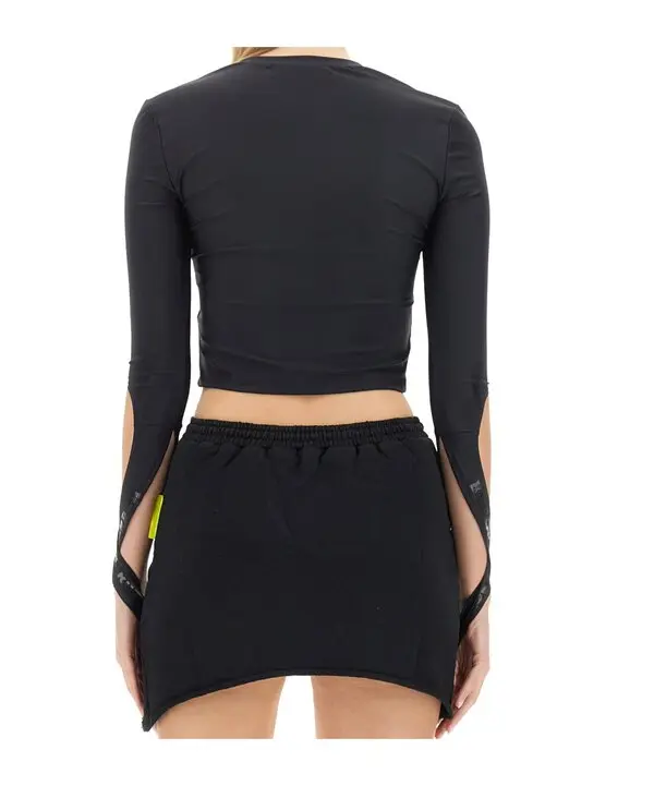 BARROW Cropped Split-sleeve T-shirt