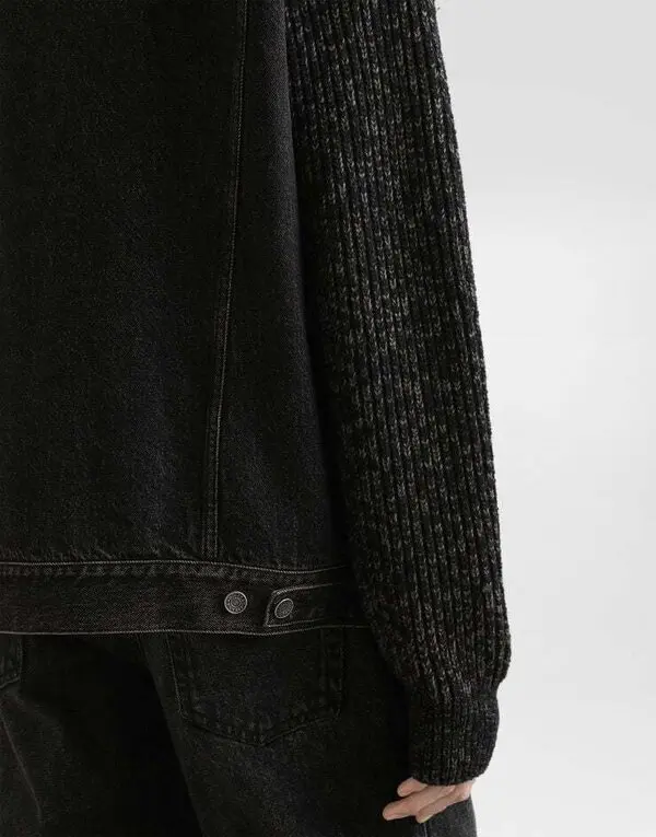 Dolce & Gabbana Denim Jacket With Knit Sleeves - Multi-color