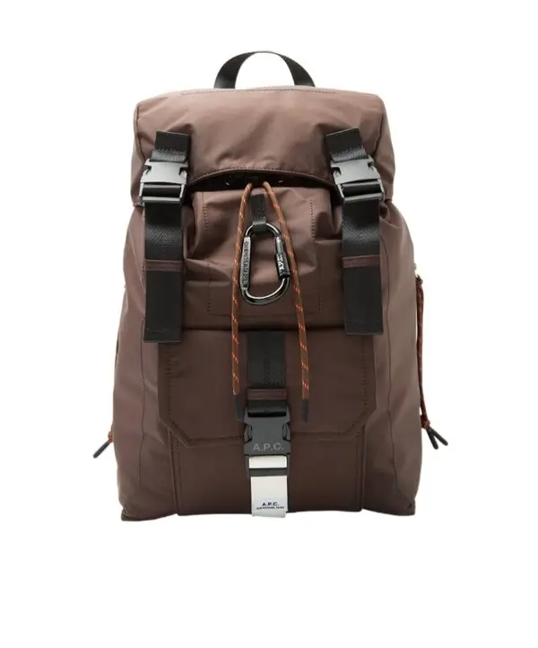 A.p.c. Buckled Foldover Top Trek Backpack - Chestnut Brown