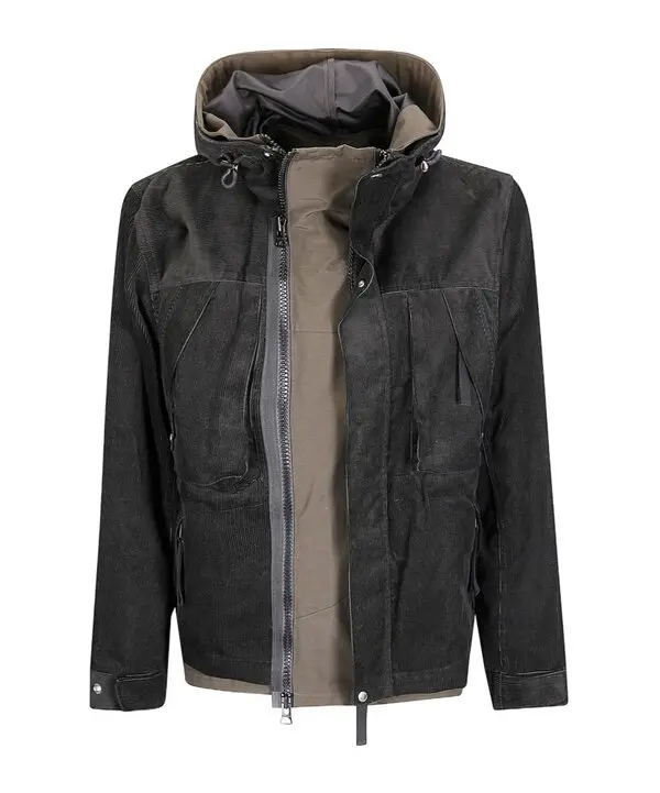 Sacai Corduroy Zipped Hooded Jacket - Black