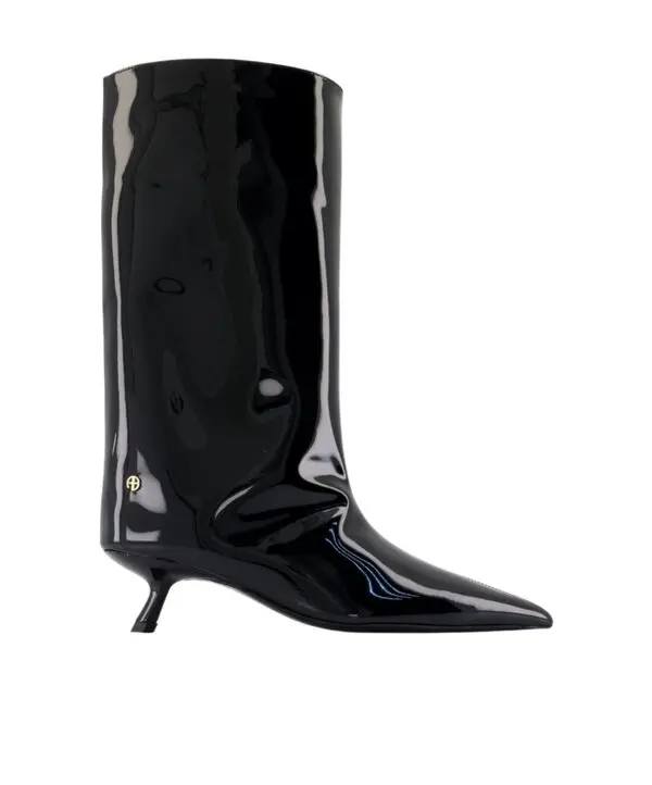 ANINE BING Hilda Patent Leather Heeled Boots - Black