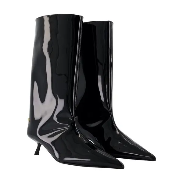ANINE BING Hilda Patent Leather Heeled Boots - Black