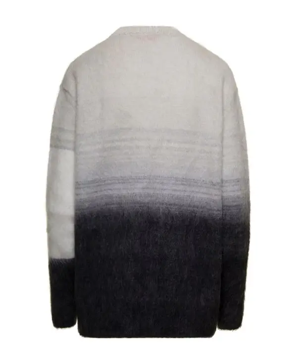 Off-White Intarsia-logo Crew-neck Jumper - Gray