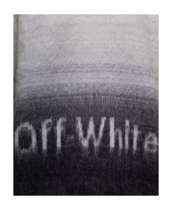 Off-White Intarsia-logo Crew-neck Jumper - Gray