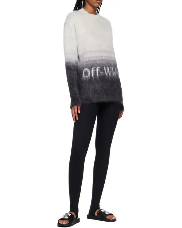 Off-White Intarsia-logo Crew-neck Jumper - Gray