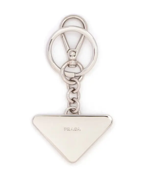 Prada Triangle Logo Plaque Keyring