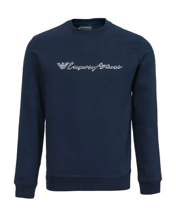Emporio Armani Round-collar Long-sleeve Hoodie - Black