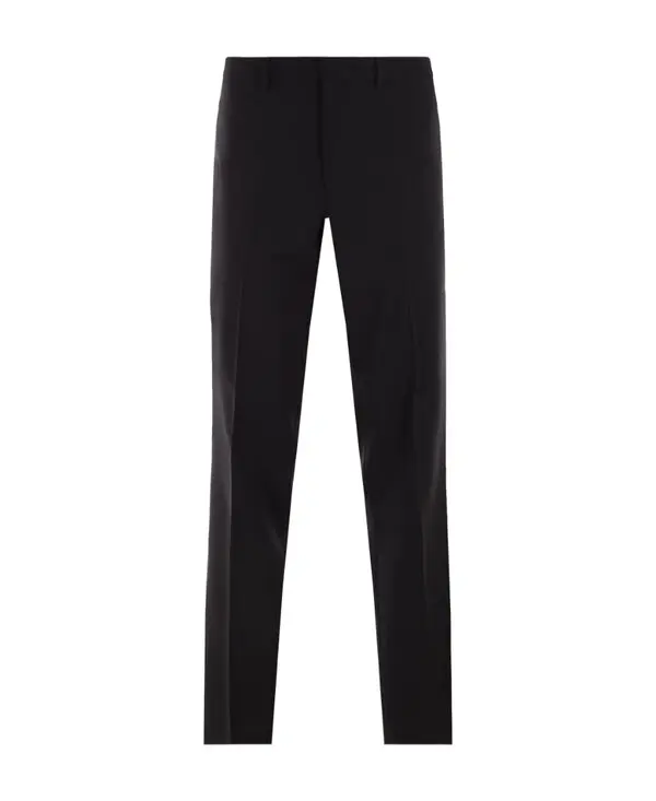 Prada Mid-rise Tailored Trousers With Triangle Logo Detail - Black