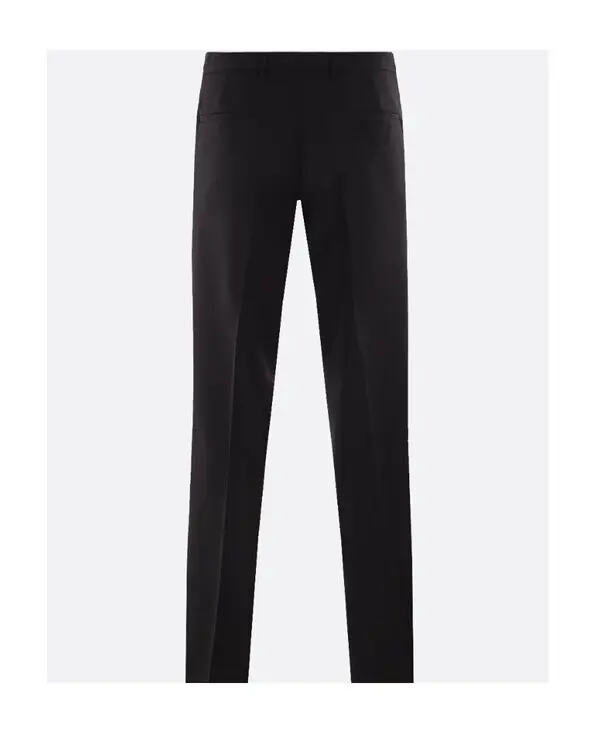 Prada Mid-rise Tailored Trousers With Triangle Logo Detail - Black