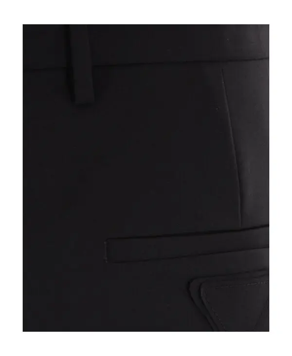 Prada Mid-rise Tailored Trousers With Triangle Logo Detail - Black