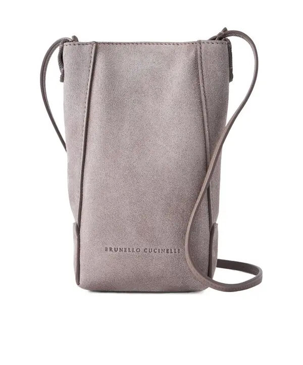 Brunello Cucinelli Suede Phone Bag - Gray