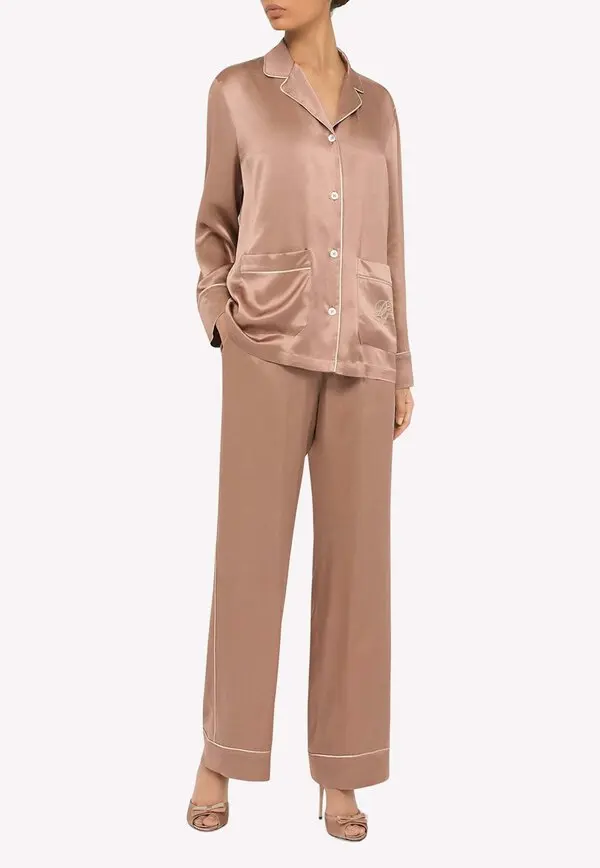 Dolce & Gabbana High-waisted Pajama Pants - Nude