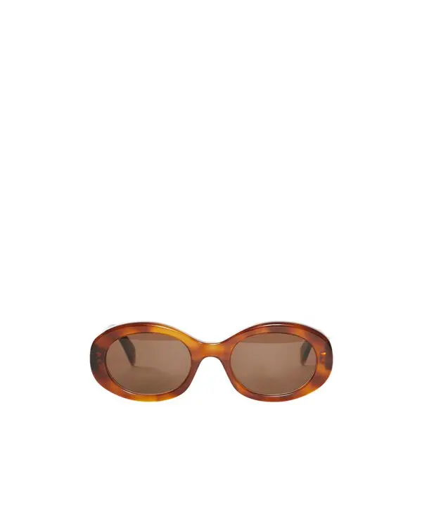 Celine Triomphe 01 Oval Acetate Sunglasses - Brown