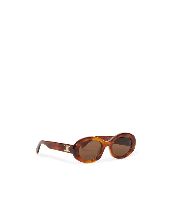 Celine Triomphe 01 Oval Acetate Sunglasses - Brown