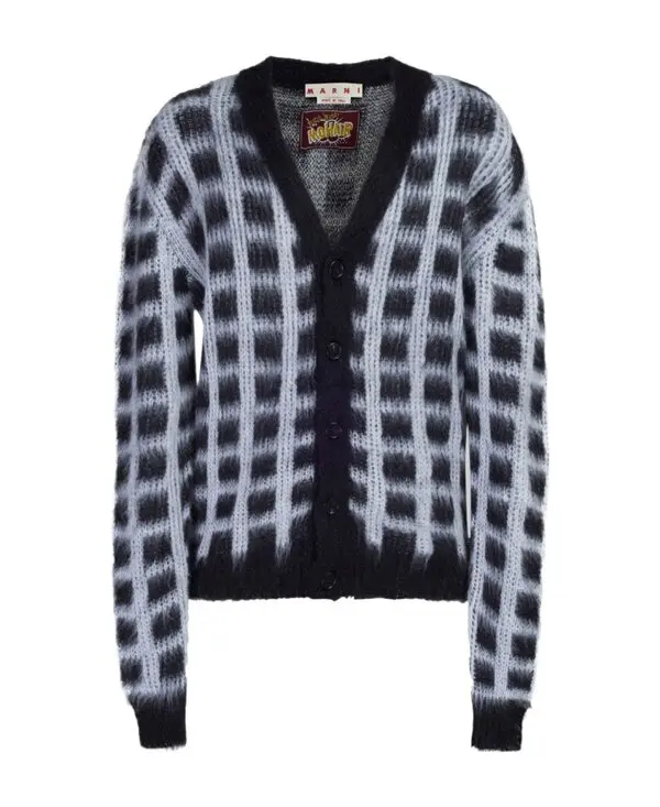Marni Brushed Check Fuzzy Wuzzy Cardigan