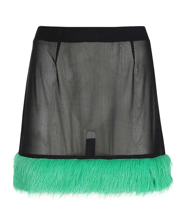 Heron Preston Sheer Fringe Trim Mini Skirt