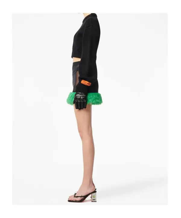 Heron Preston Sheer Fringe Trim Mini Skirt